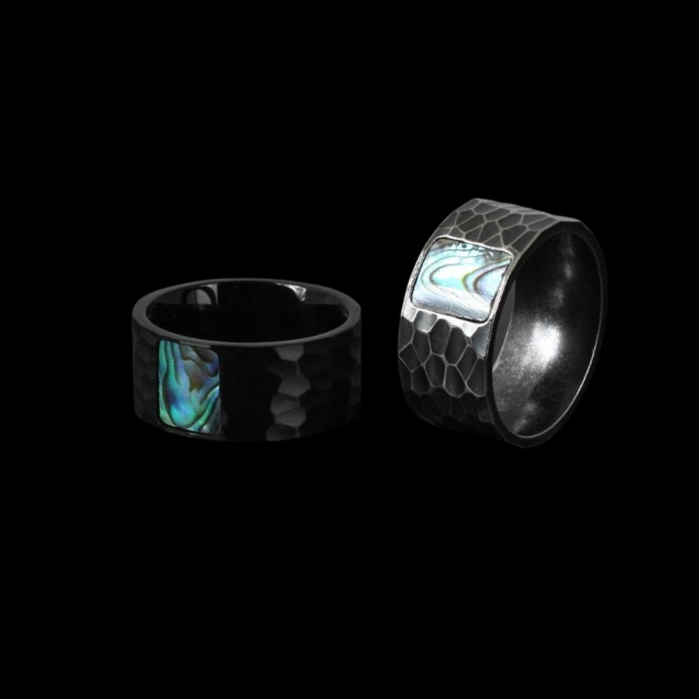Abalone Shell Ring | Stainless Steel Gothic Jewelry | Chrome Cult