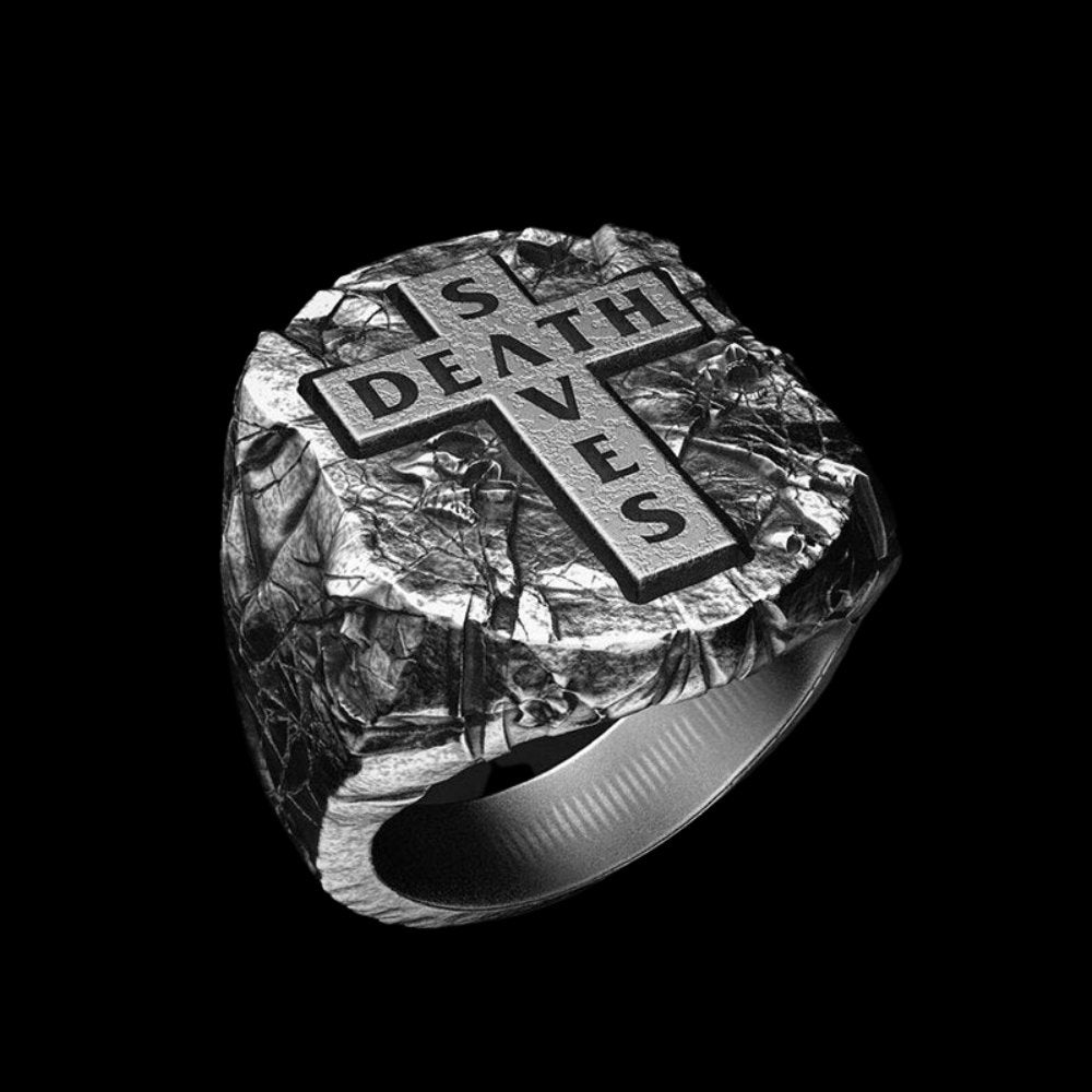 Death Saves Ring | Stainless Steel Gothic Jewelry | Chrome Cult