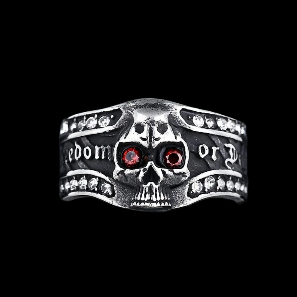 Freedom Or Death Gem Ring | Stainless Steel Gothic Jewelry | Chrome Cult