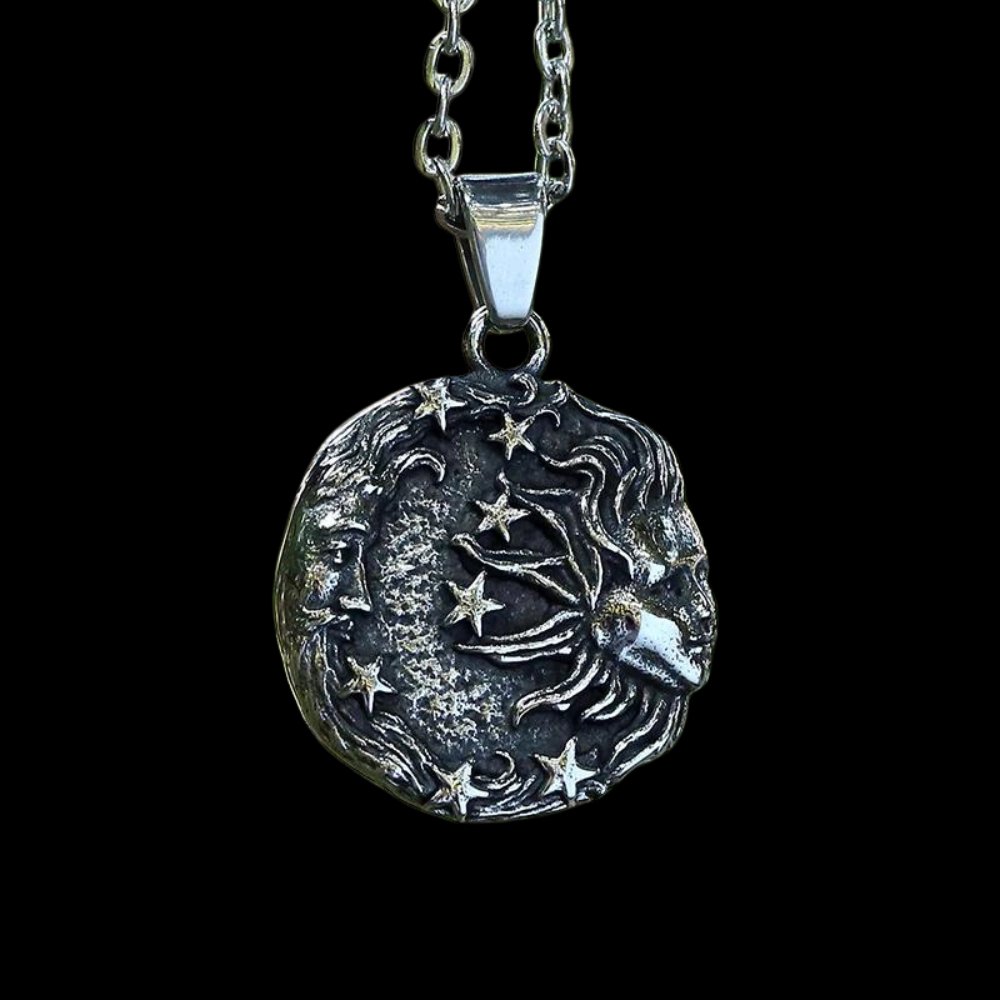 Helios and Selene Sun and Moon Pendant | Stainless Steel Gothic Jewelry ...