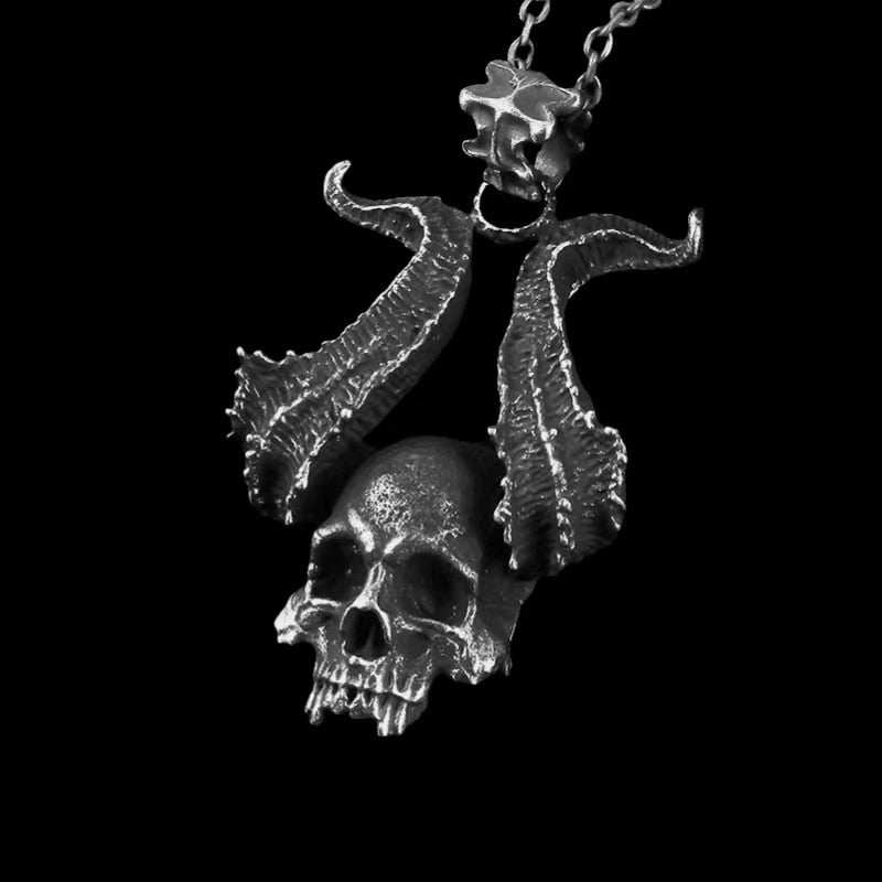 Horned Satan Devil Skull Pendant – Chrome Cult