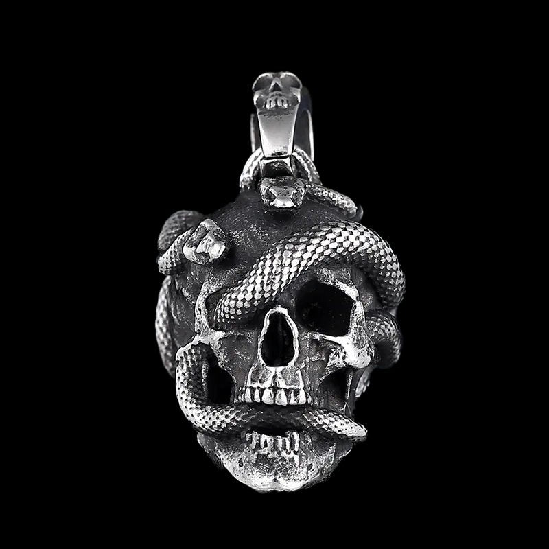 Life Death Snake Skull Pendant | Stainless Steel Gothic Jewelry ...