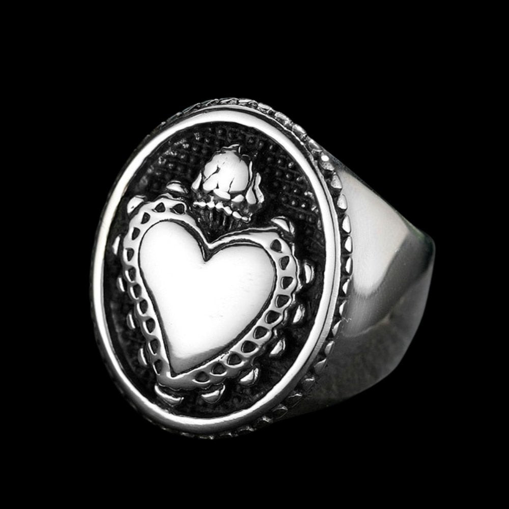 Sacred Heart Of Jesus Ring | Stainless Steel Gothic Jewelry | Chrome Cult