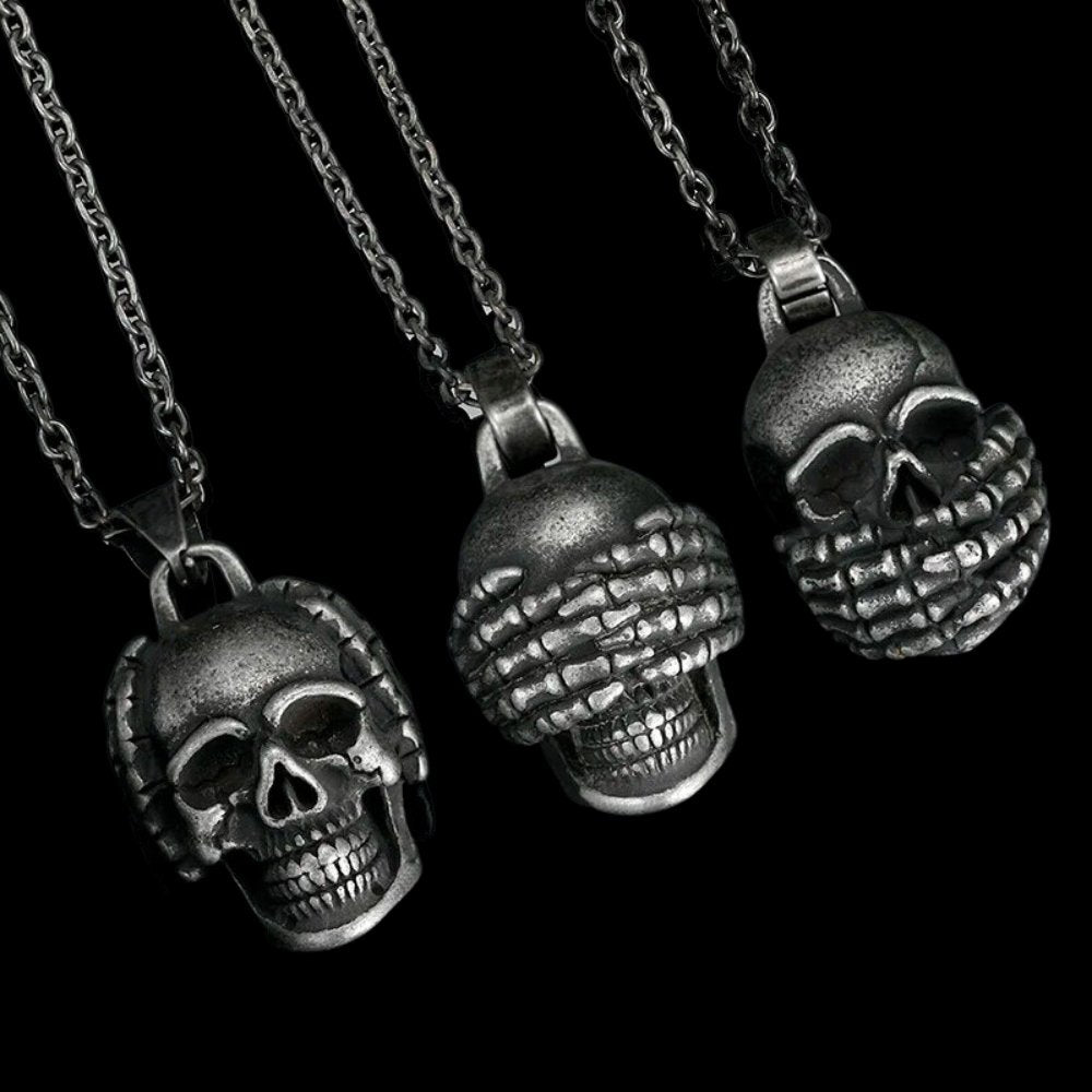 Silence Of The Dead Skull Pendant | Stainless Steel Gothic Jewelry ...