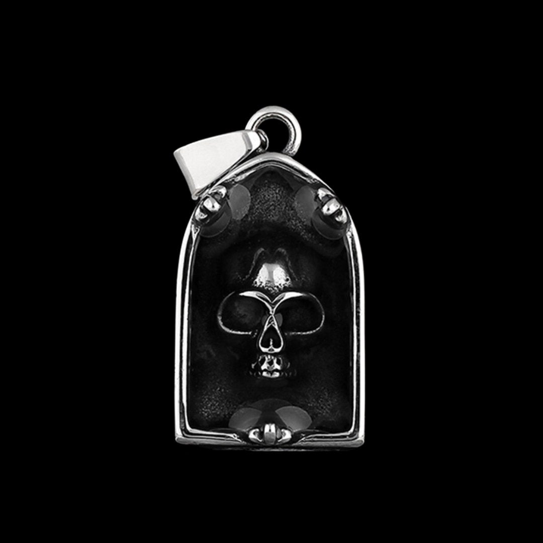 Skull Epoxy Tombstone Pendant – Chrome Cult