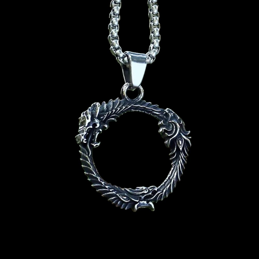 Spiral Dragon Pendant | Stainless Steel Gothic Jewelry | Chrome Cult