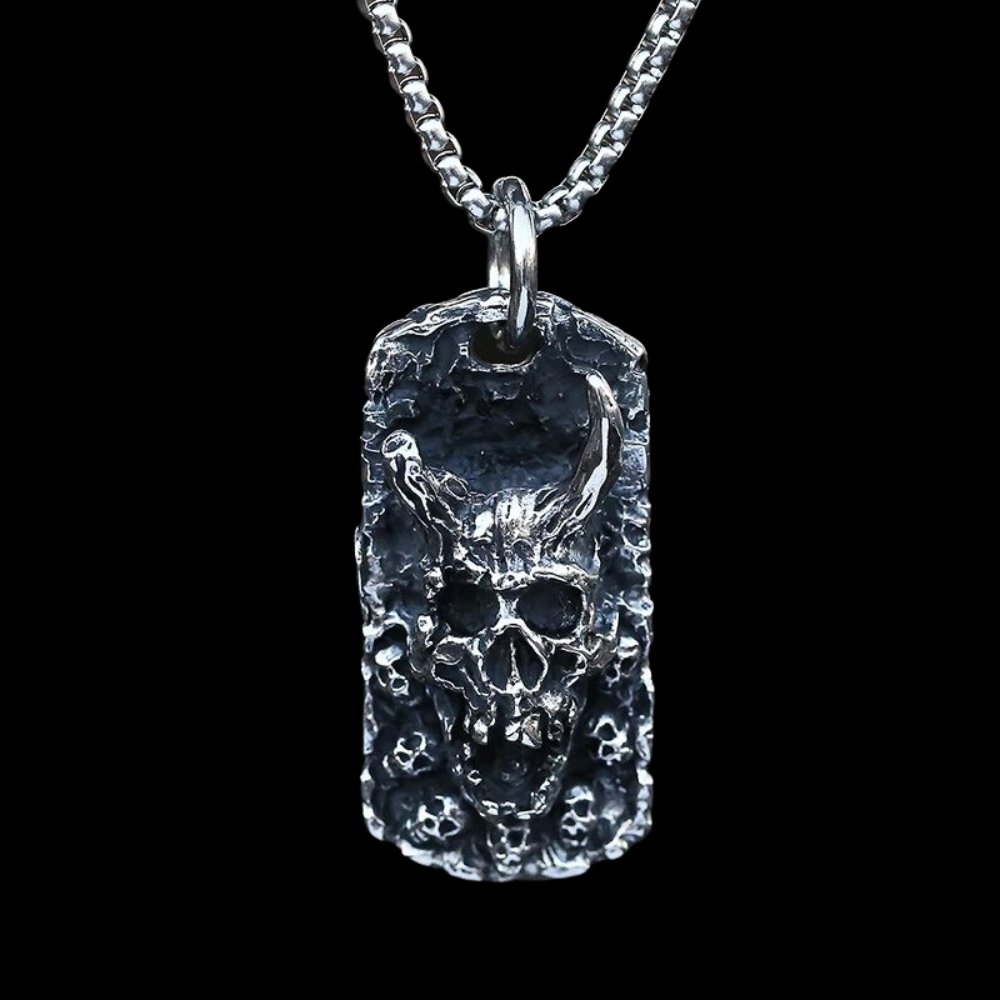 The Horned Devils Gravestone Pendant – Chrome Cult