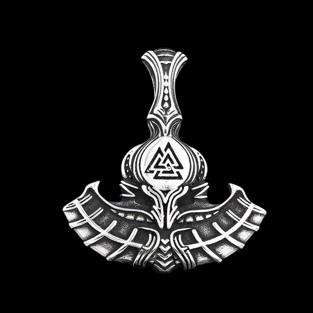 Twin Raven Valknut Rune Pendant | Stainless Steel Gothic Jewelry ...