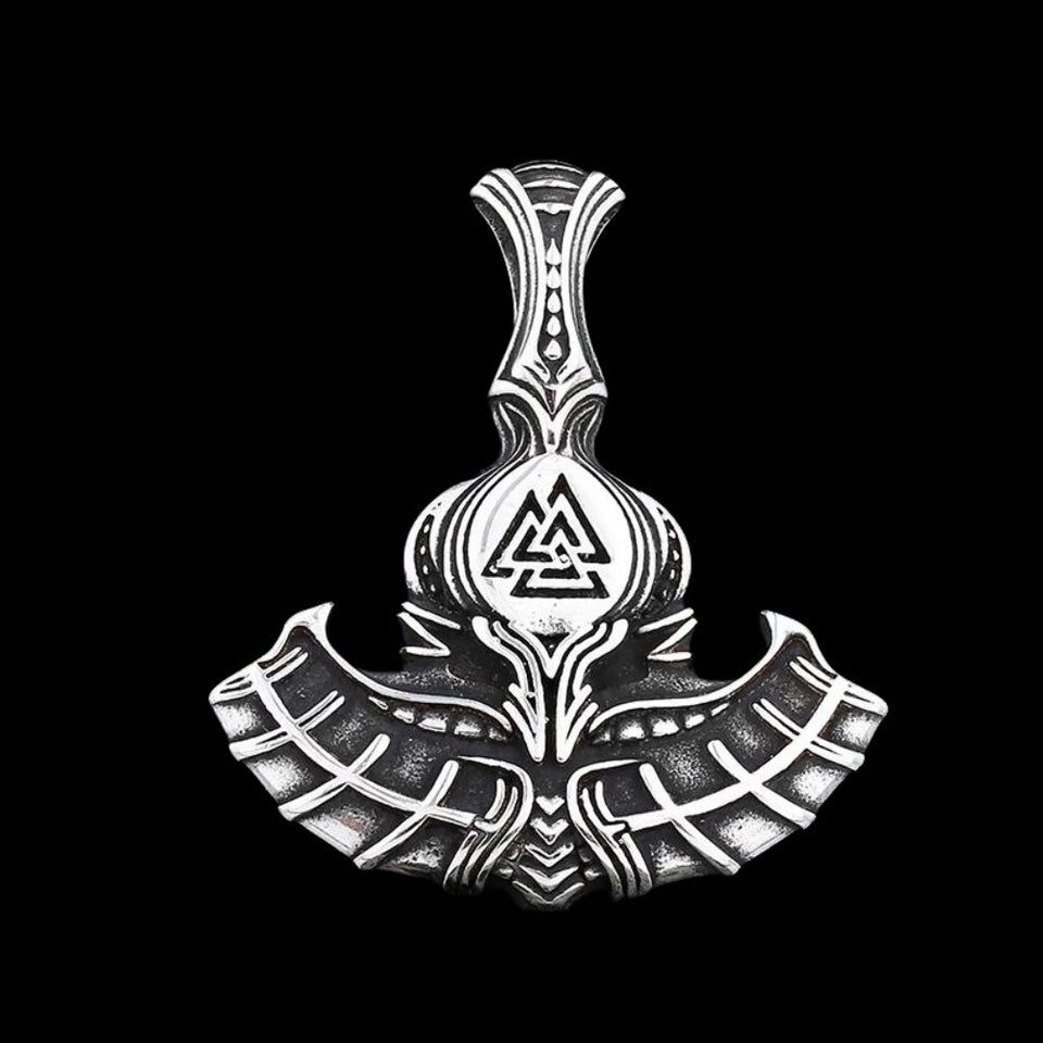 Twin Raven Valknut Rune Pendant – Chrome Cult
