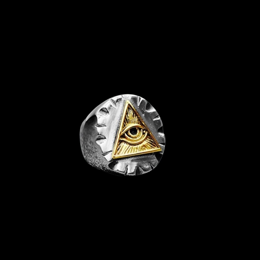 Two Tone Eye Of Providence Ring | Stainless Steel Gothic Jewelry ...