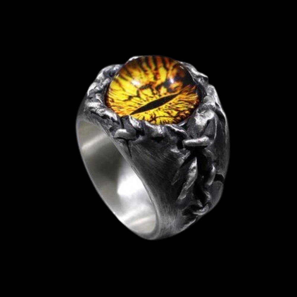 Yellow Magic Eye Ring | Stainless Steel Gothic Jewelry | Chrome Cult
